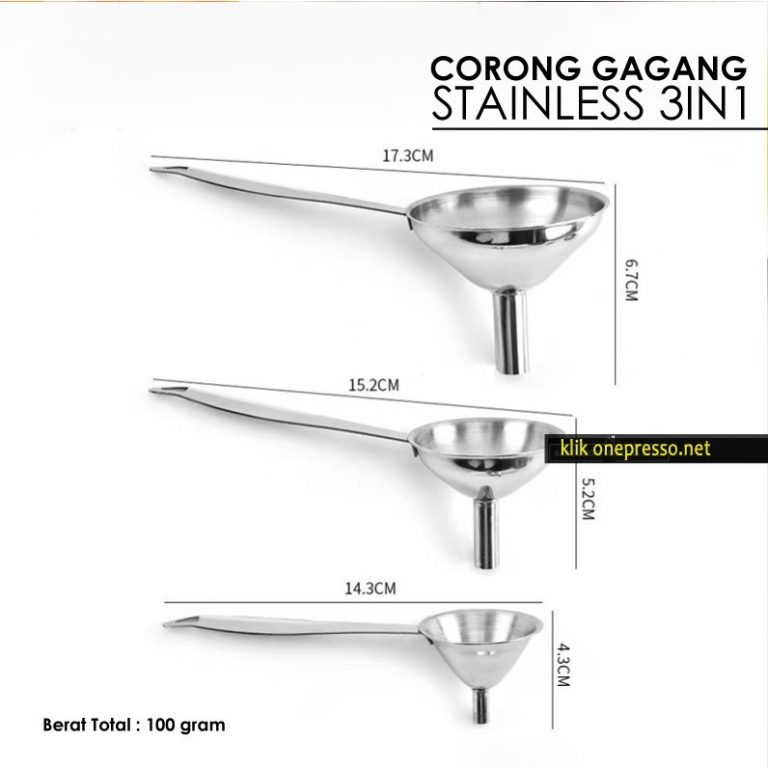 CORONG STAINLESS MINI SET 3 IN1 SERBAGUNA PEGANGAN BP1 (7.5, 5.5, 4.5CM ...